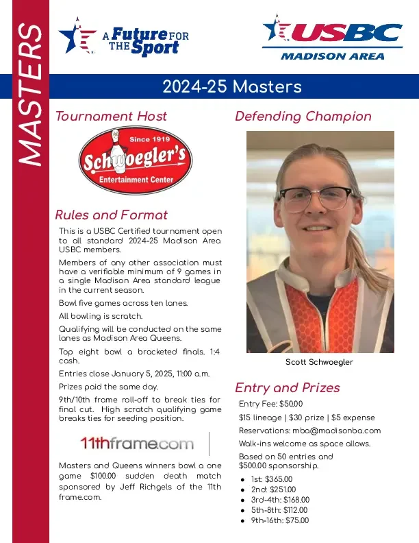 11thframe.com - Madison Area USBC posts dates, host centers for 2024-25 ...